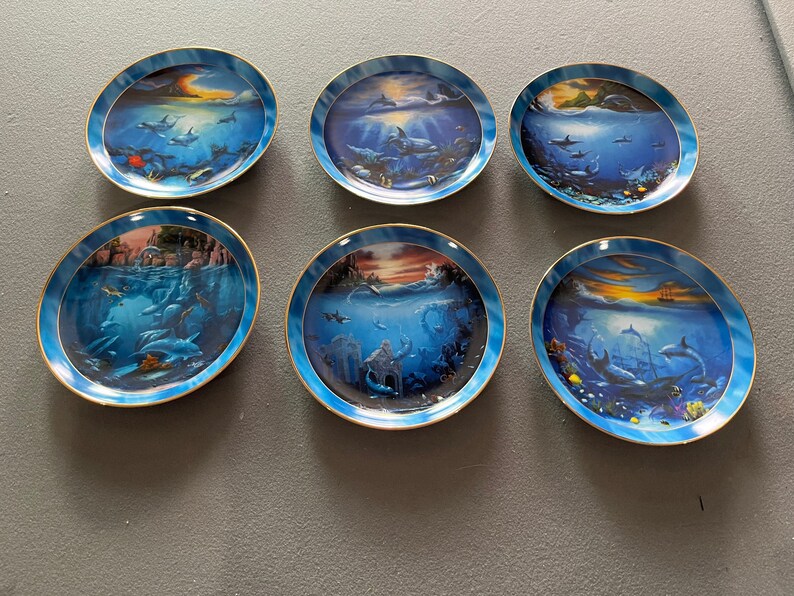 Dolphin and Ocean Dave Miller Plates. Dolphin and Ocean Theme - Etsy