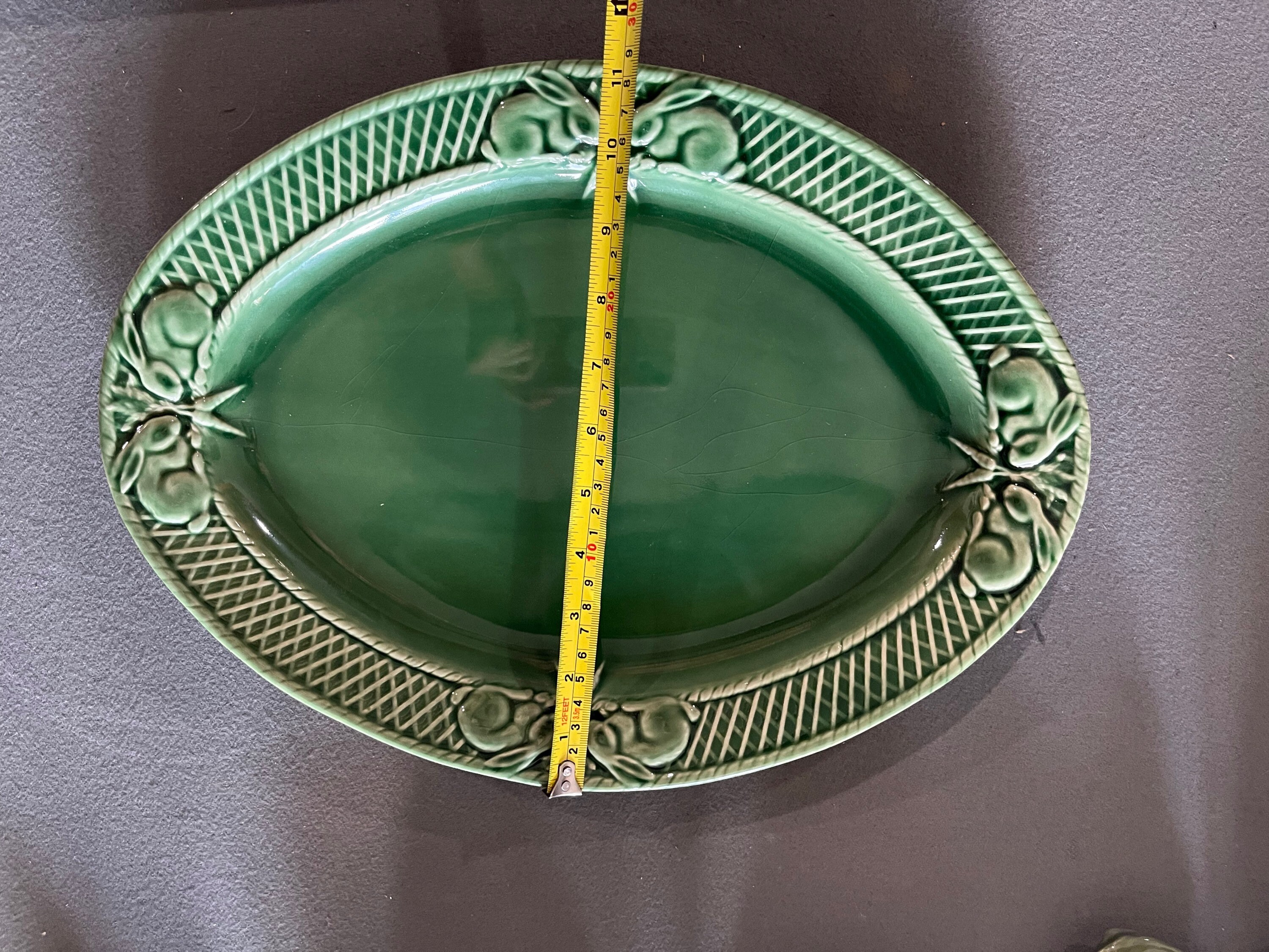 Green Bordallo Bunny With Lattice Dishes and Serving Dish. Sold ...