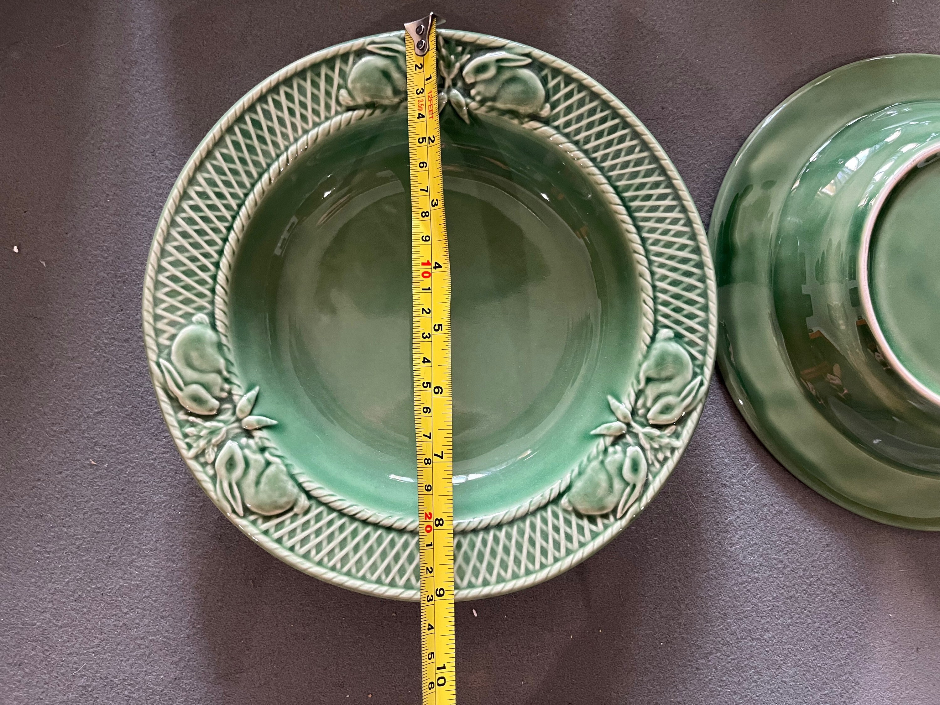 Green Bordallo Bunny With Lattice Dishes and Serving Dish. Sold ...