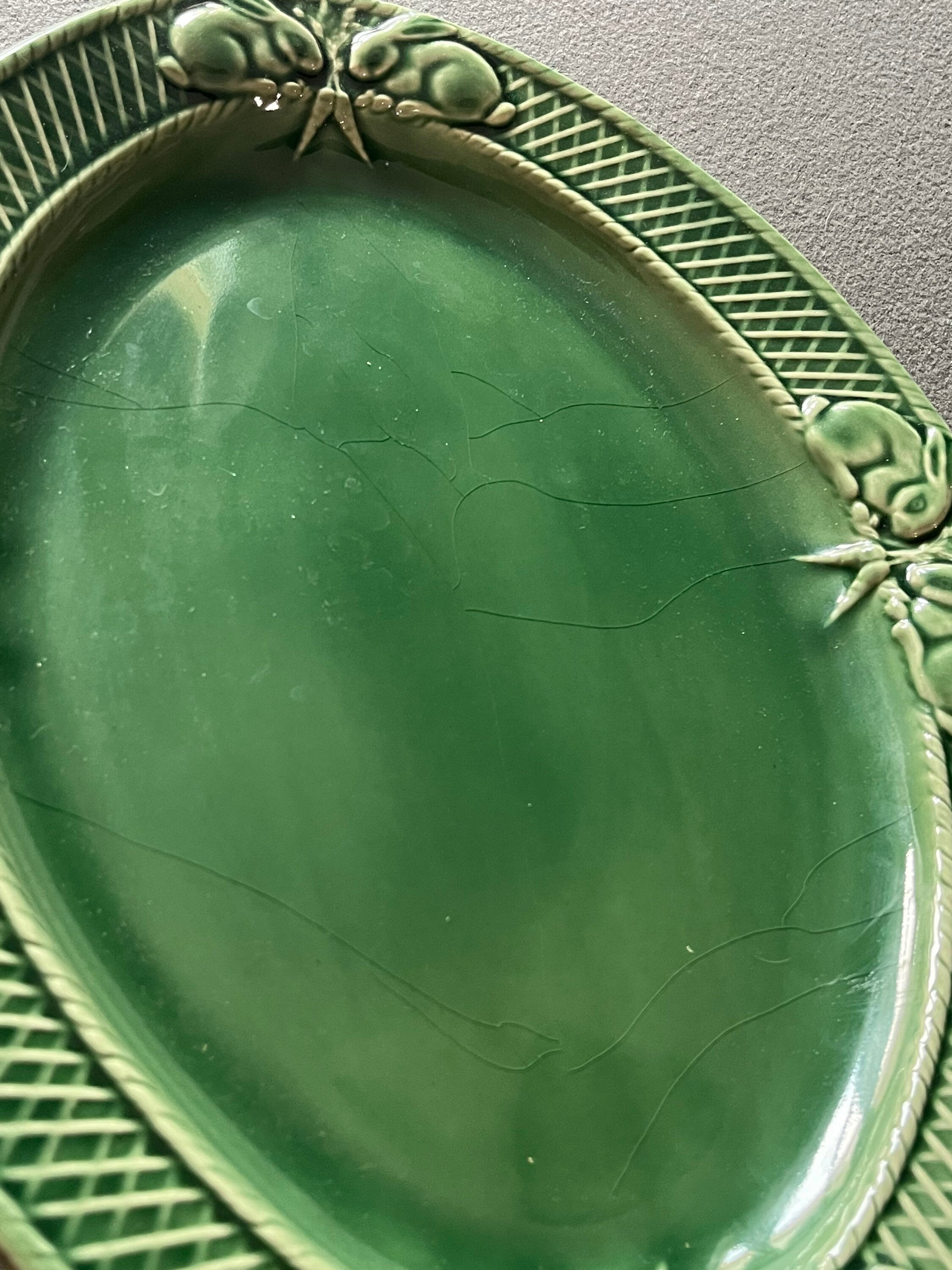Green Bordallo Bunny With Lattice Dishes and Serving Dish. Sold ...