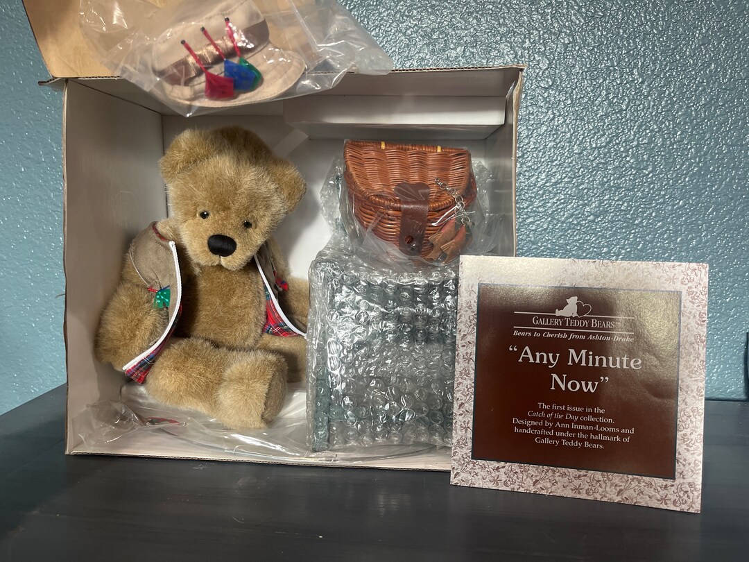 Ashton-drake Ann Inman-looms Vintage Any Minute Now Fly Fishing Teddy ...