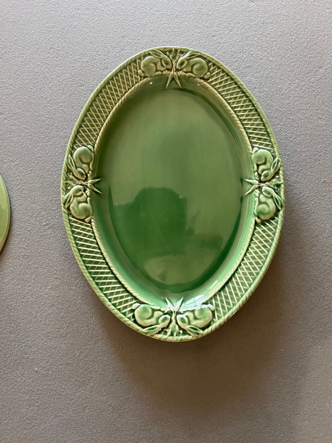Green Bordallo Bunny With Lattice Dishes and Serving Dishes. - Etsy