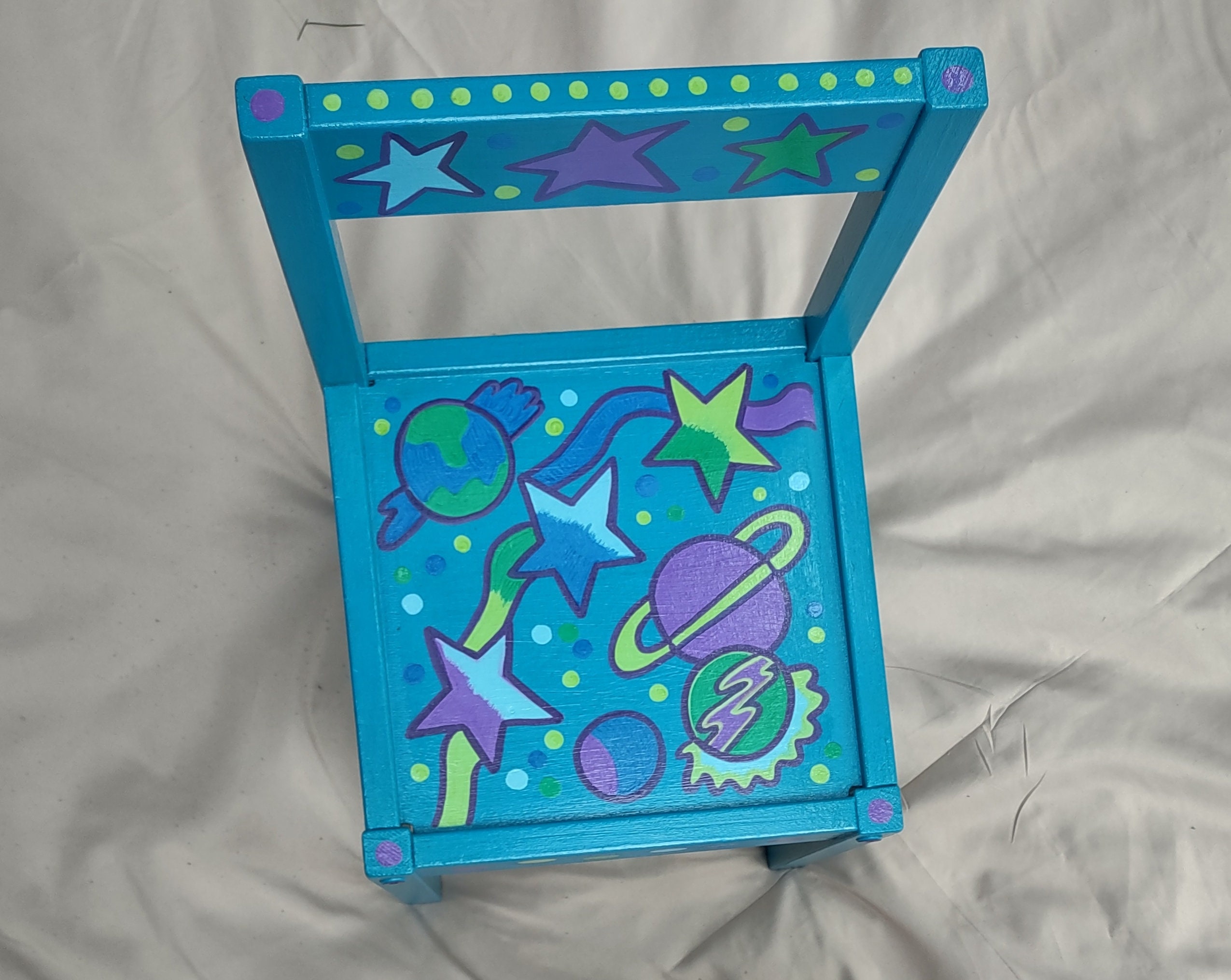 Strong Wood Table and Chair.planets Stars Space Fantasy Fun. Child Size ...