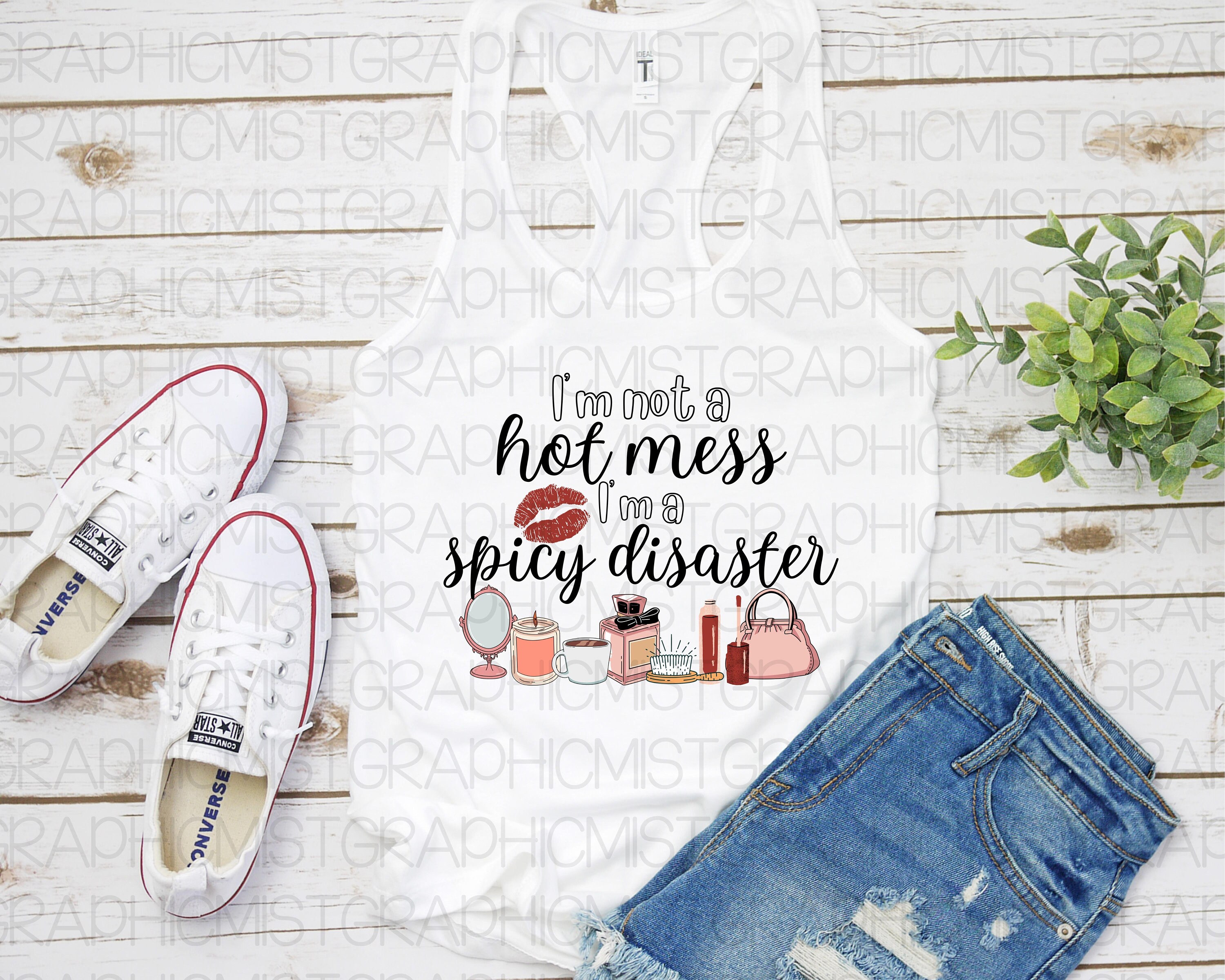 Hot Mess Spicy Disaster Design PNG, Shirt Graphic, Purse Brush Mirror ...