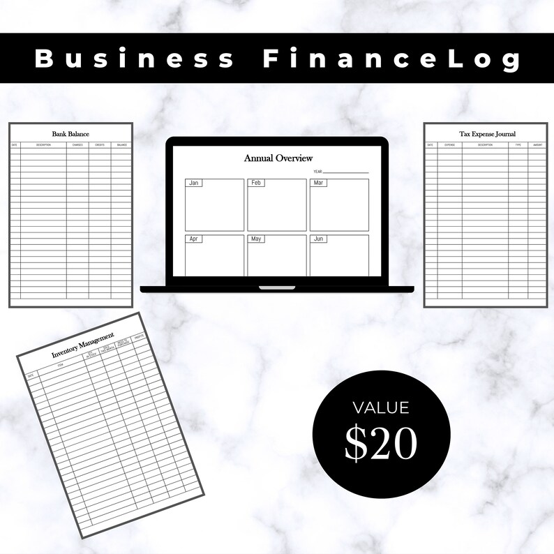 Business Finance Log | Track Expenses, Profits, Sales, Taxes, Inventory ...
