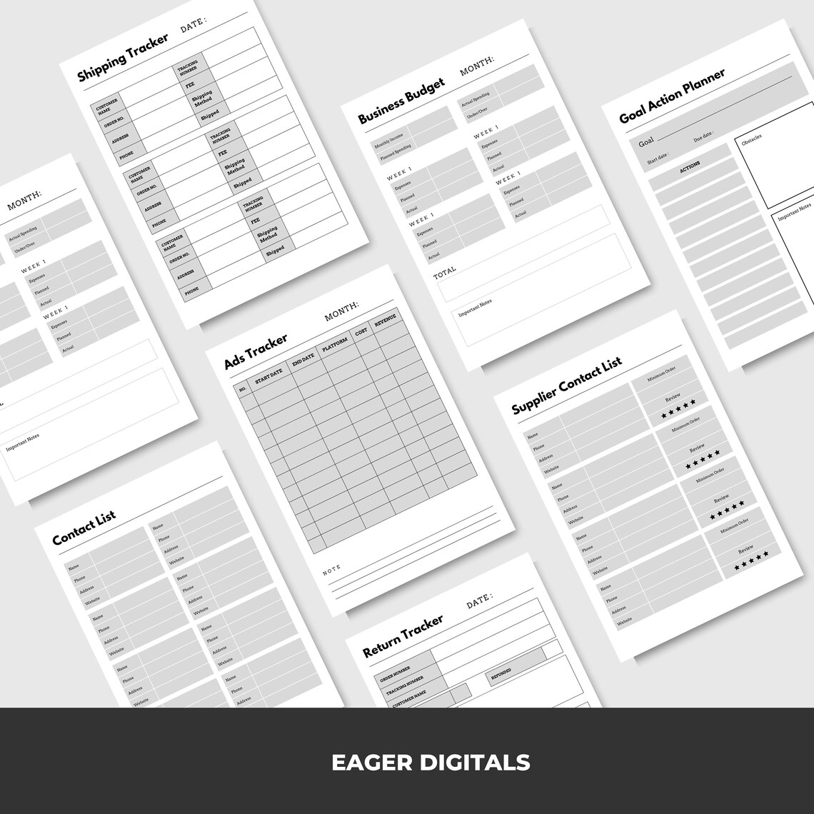 Business Planner Template - Tracks Marketing | Sales | Shipping ...