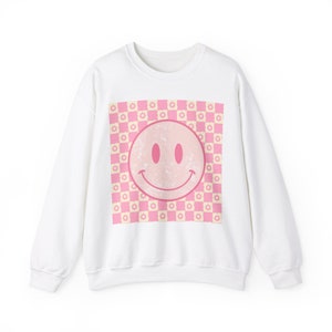Smiley Face Sweatshirt , Checkered Smile Face Sweatshirt , Trendy Smile ...