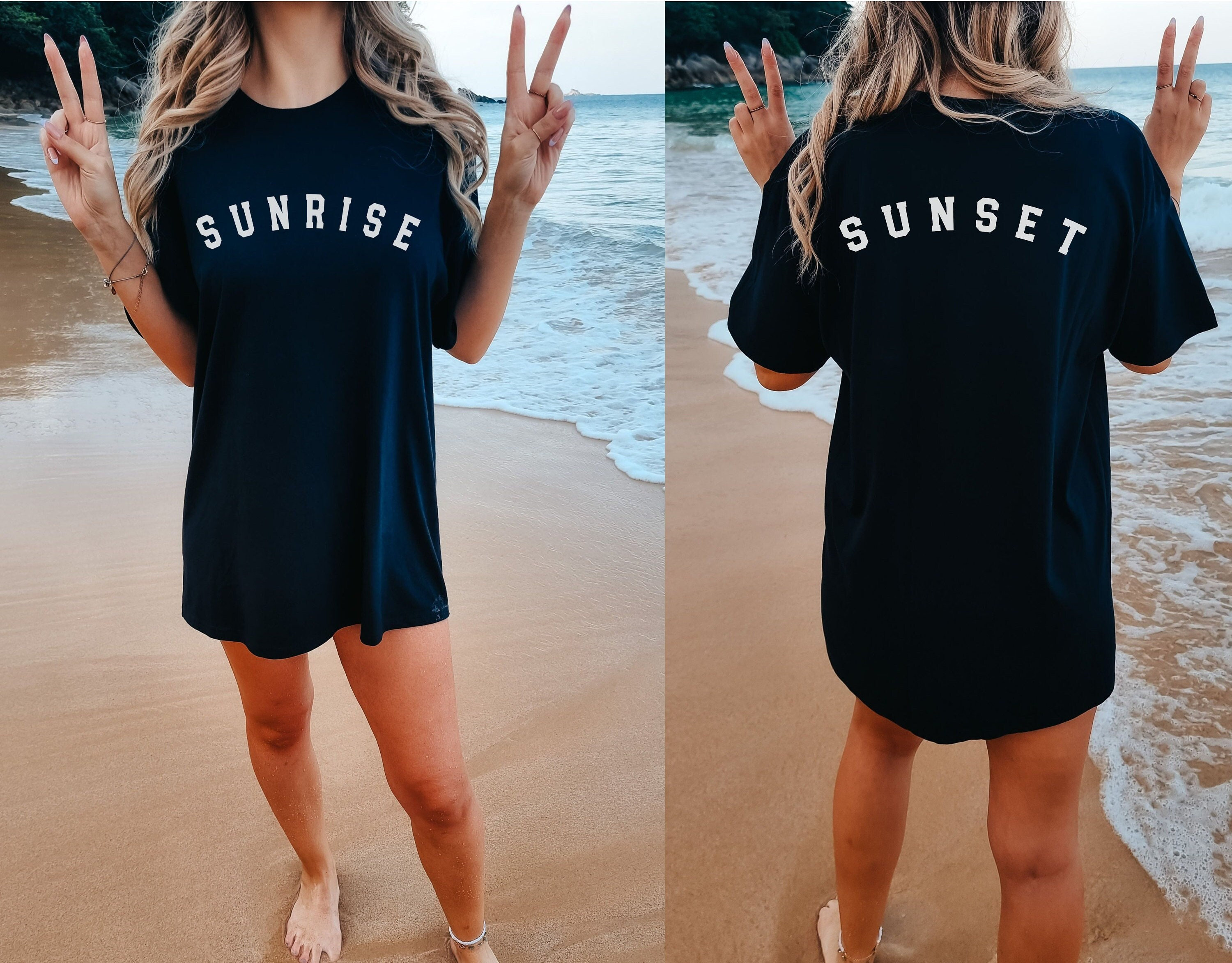 Sunrise Sunset T-shirt, Front and Back Design, Summer Beach Shirt ...