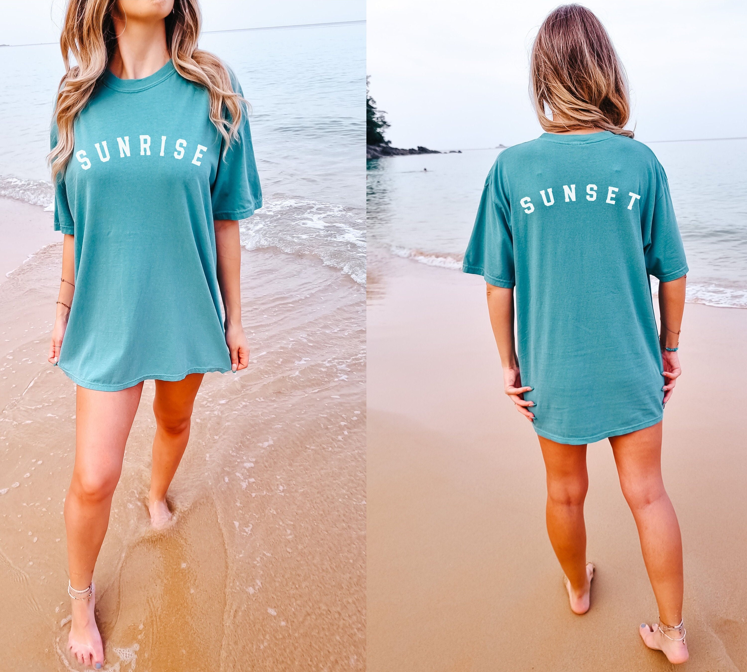 Sunrise Sunset T-shirt, Front and Back Design, Summer Beach Shirt ...