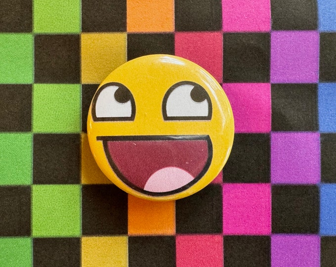 Happy Smiley Epic Face Button Pin :D - Etsy