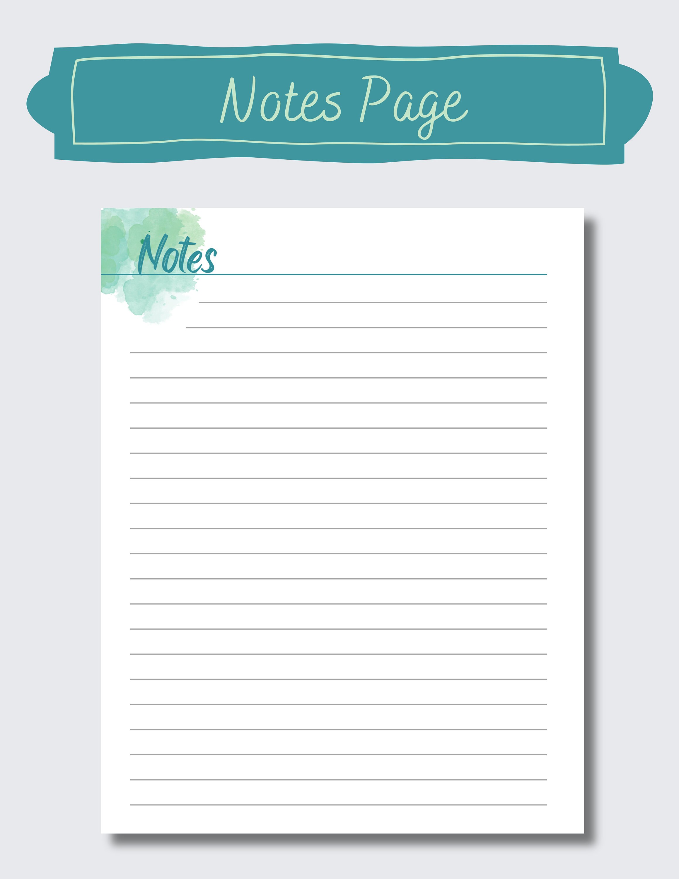 Checklist, to Do List and Notes Page Set, Blank Notes Page, 8.5 X 11 ...