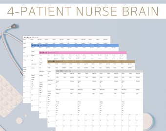 Med/surg 4 Patient Nurse Report Sheet Nurse Brain Editable - Etsy