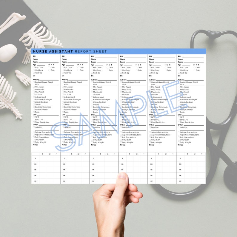 Cna/pca/pct/nurse Assistant Report Sheet - Etsy