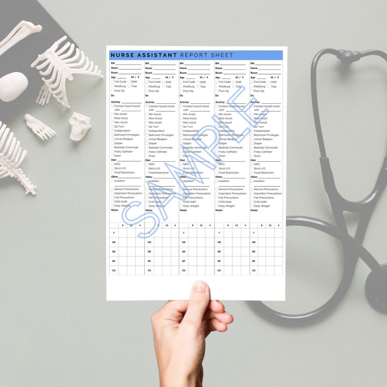 Cna/pca/nurse Assistant Report Sheet - Etsy