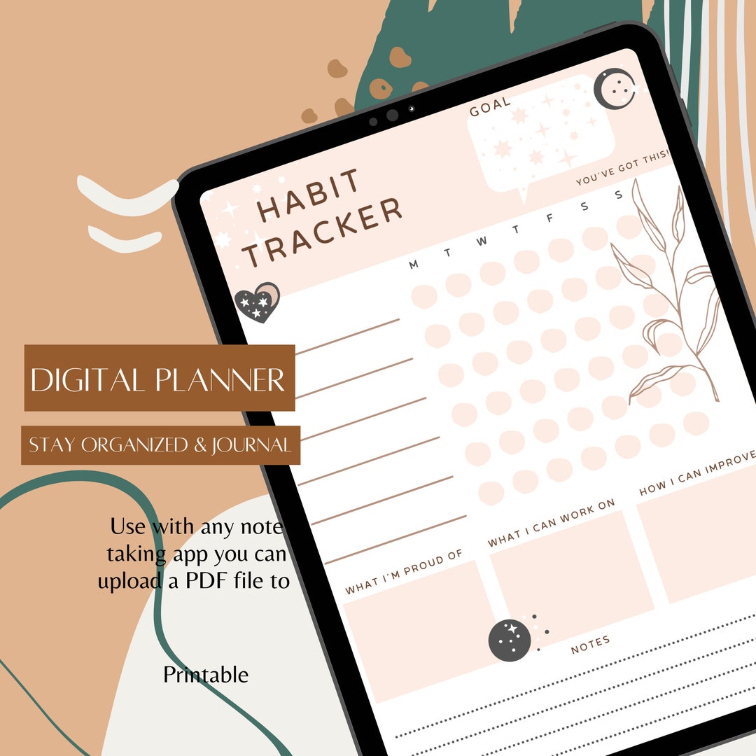 Habit Tracker Digital Planner, Printable Planner, Mental Health Planner ...