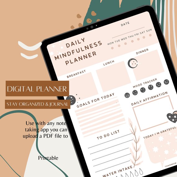 Daily Mindfulness Digital Planner Printable Planner Mental - Etsy