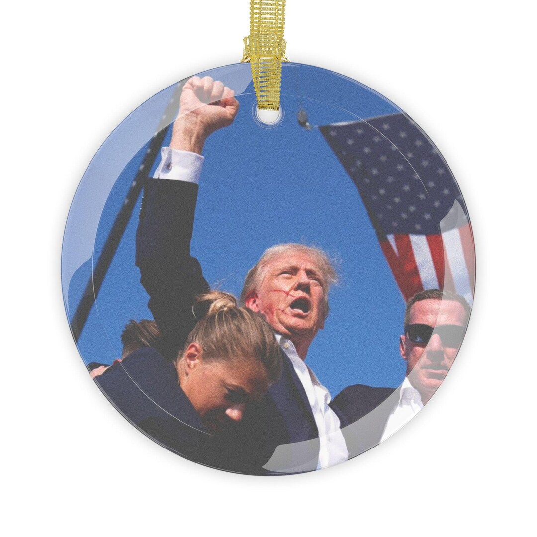 TRUMP FIGHT Commemorative Glass Ornaments - Etsy