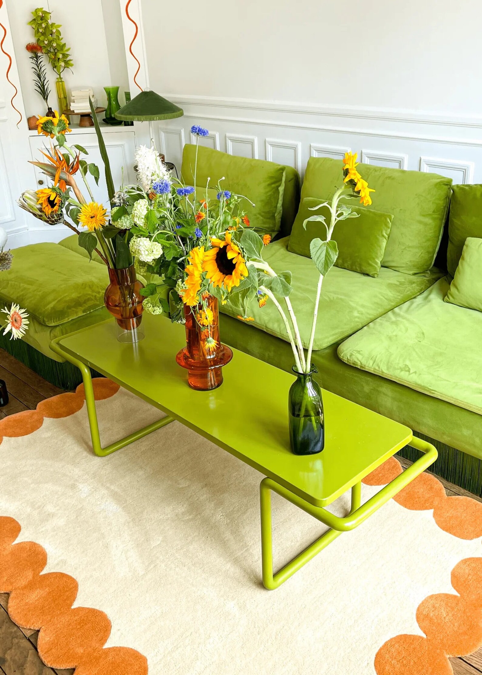 Wool Rug Hand Tufted Modern Rug 5X8 8X10 X9X12 Floral Hand Made Area ...