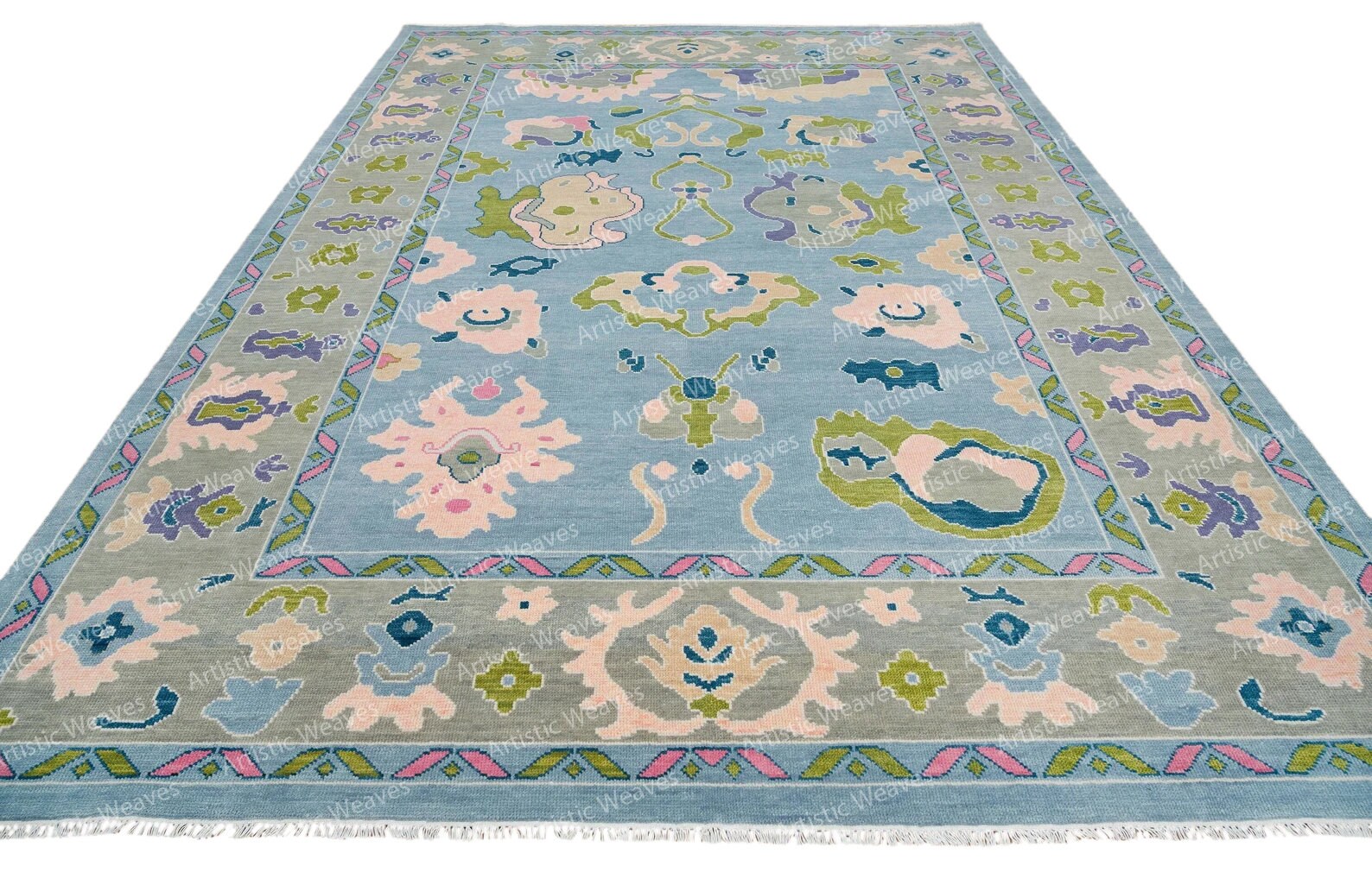 Hand Knotted Rug Oushak Rug Wool Area Rug Pestal Rug Rug for - Etsy