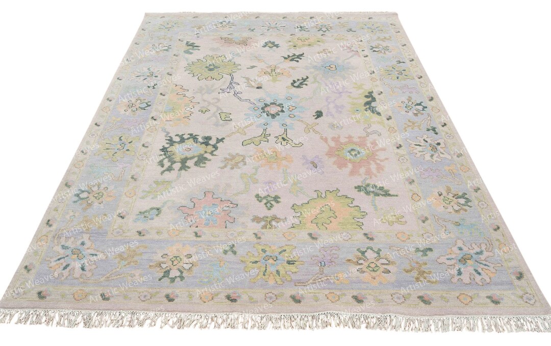 Hand Knotted Rug Oushak Rug Wool Area Rug Pestal Rug Rug for Living ...