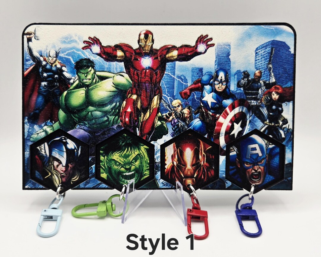Superhero Key Holder Wall Mount – Hanging Keyring Organizer With 4 UV ...