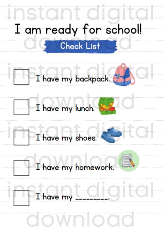 Get Ready For School Checklist