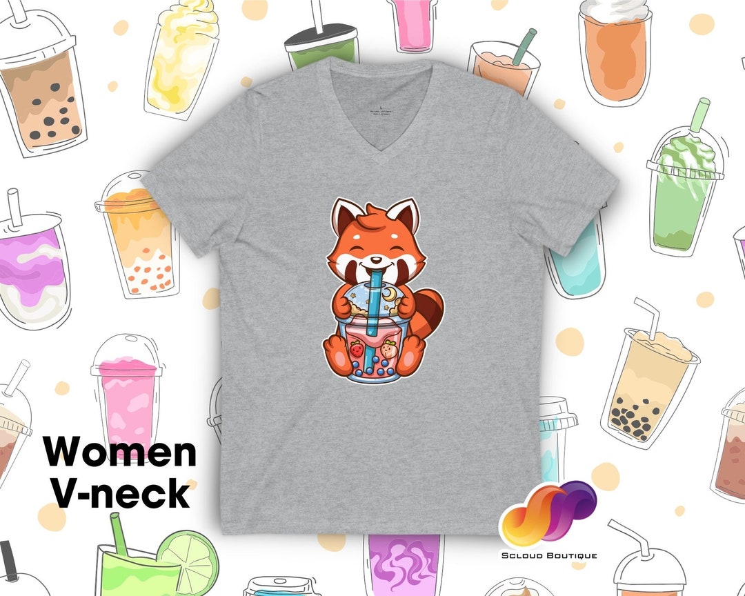 Milk Tea Bubble Boba Fox Shirt Cartoon Anime Shirt Kawaaii - Etsy
