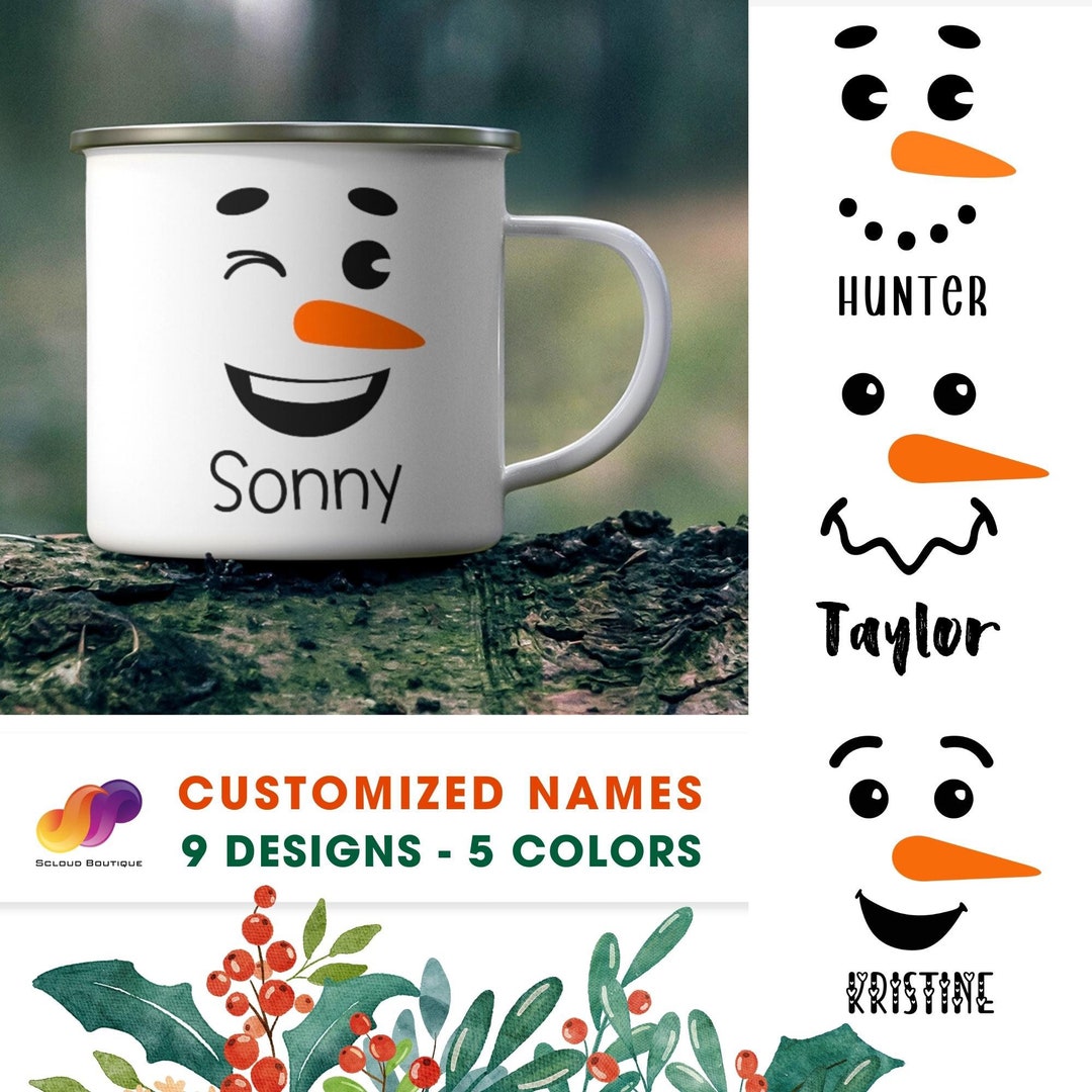 Snowman Face Mug Secret Santa Gift Custom Name Mug Camp Mug ...