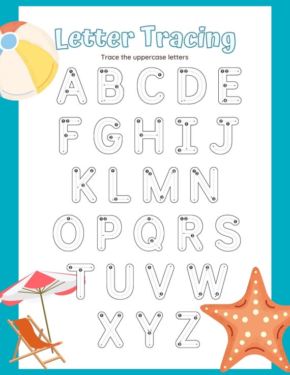 Printable Letter Tracing Summer Beach Learning Vacation - Etsy