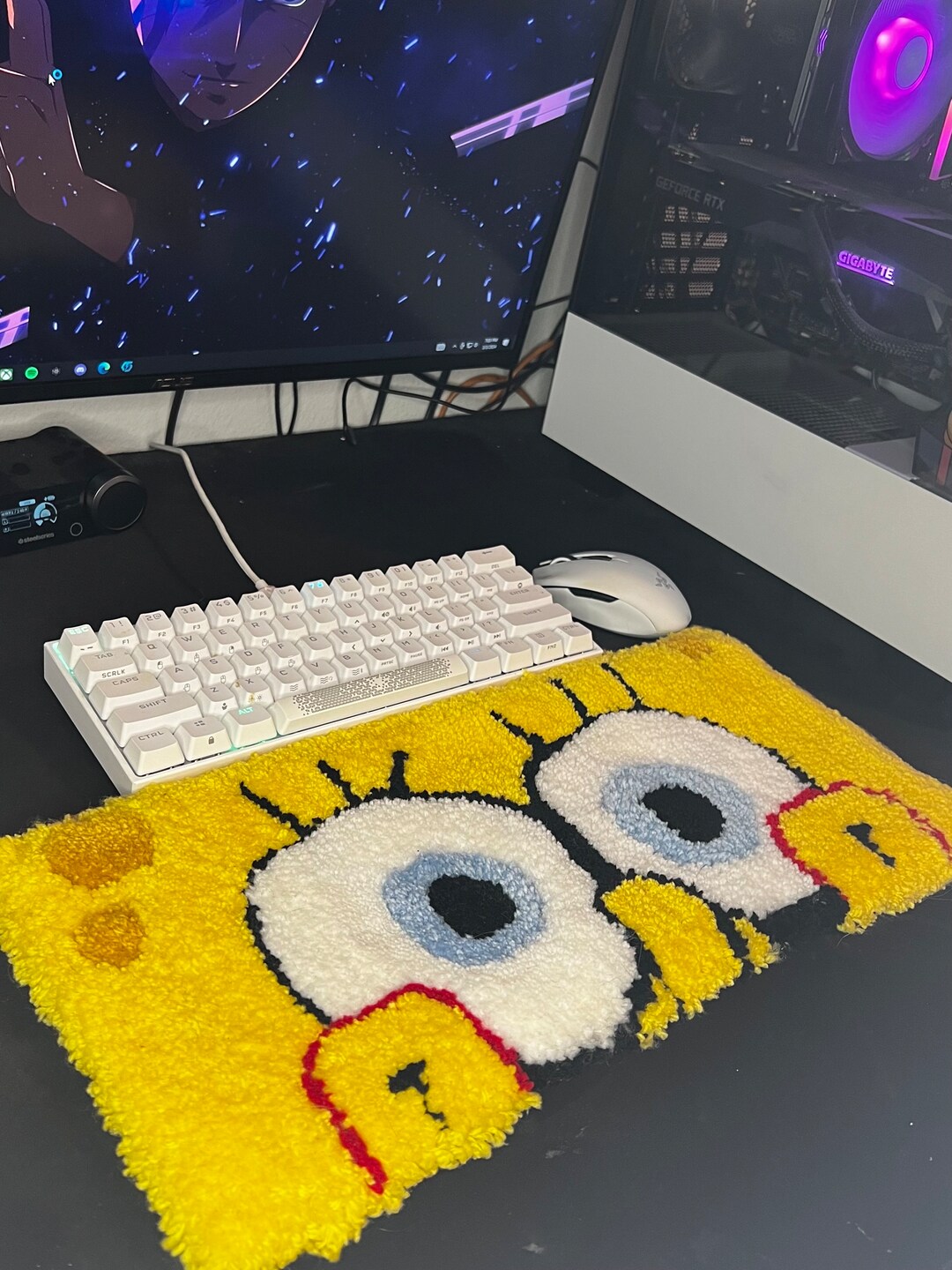 Spongebob // Artisan Hand Tufted Acrylic Keyboard Rug - Etsy