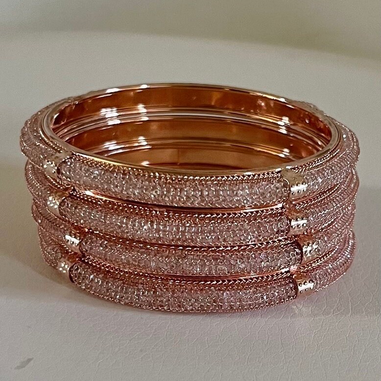 Rose Gold Bangle Set - Etsy