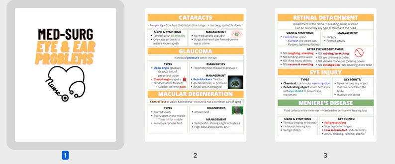 Med-surg Eye & Ear Problems | Nursing Notes | 3 Pages - Etsy