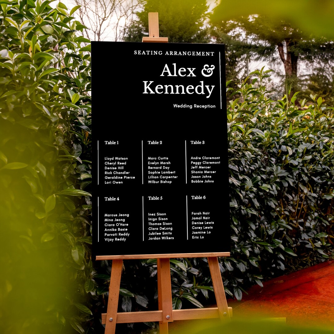 Minimalist Acrylic Wedding Seating Plan Sign, Custom Table Seating ...