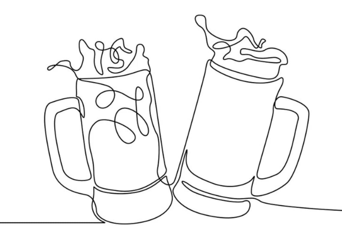 Summer Beer-refreshment. 1 Line Drawing - Etsy