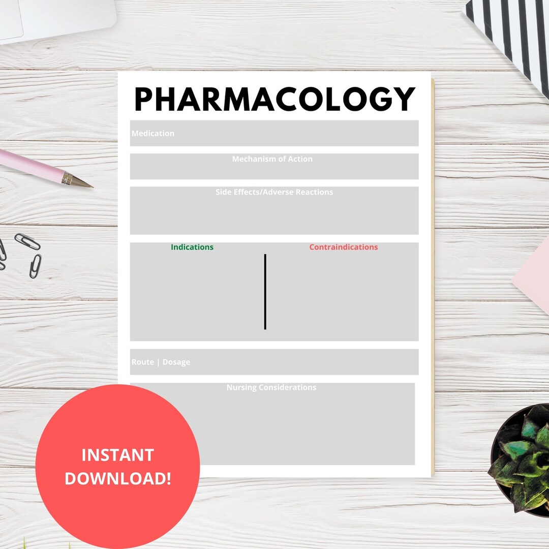 Nursing Study Template Pharmacology Instant Download Pdf - Etsy