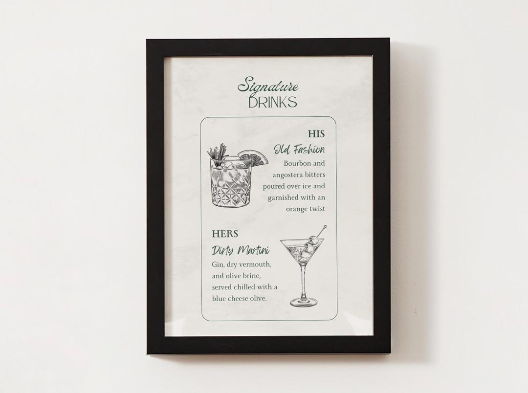 Classy & Elegant Signature Drinks Sign – Fully Customizable Canva ...