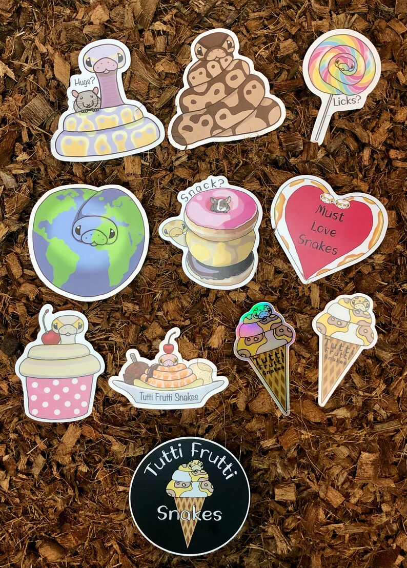 Ball Python Ice Cream Cone Snake Stickers Cute Snake - Etsy