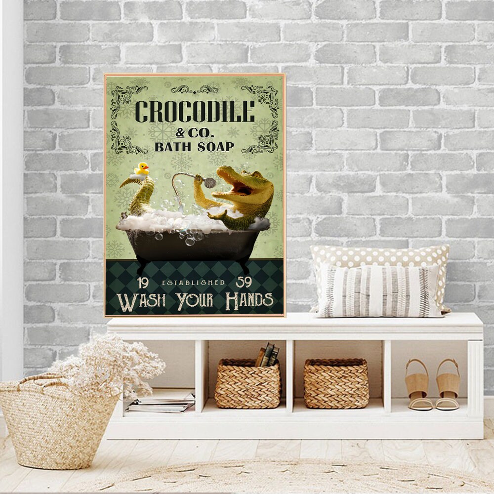 Crocodile in a bathtub poster - Crocodile Bathroom Restroom Toilet ...