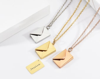 Envelope Necklace With Secret Message, Personalized Locket Necklace ...
