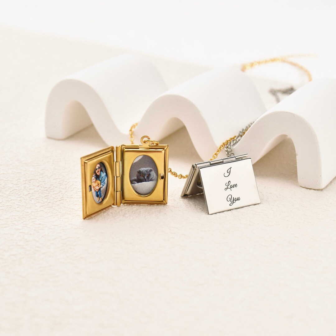 Locket Necklace With Photo, Personalized Engraving Locket,photo ...