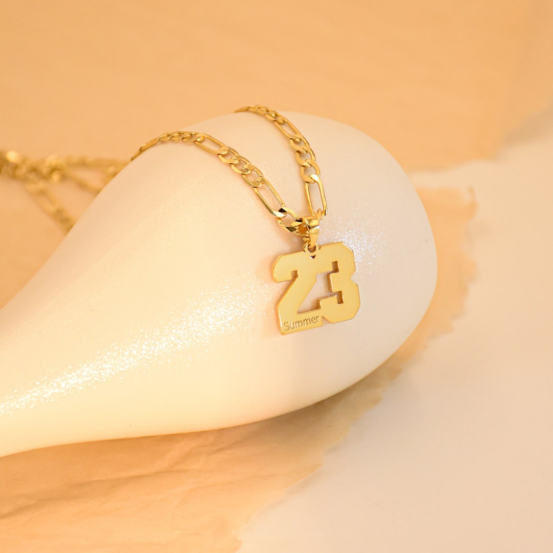 Custom Number Necklace, Engraved Sport Number Necklace With Name ...