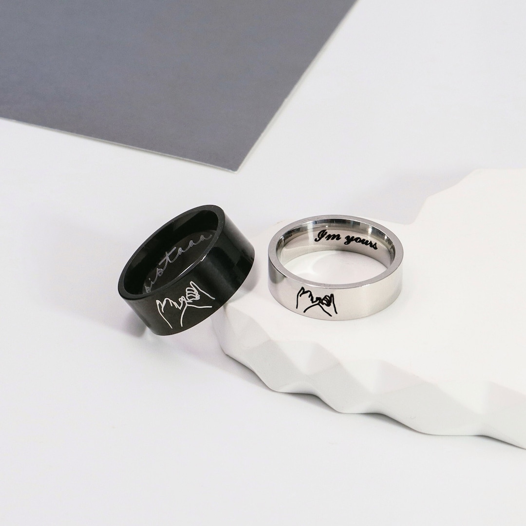 Pinky Swear Matching Rings, Pinky Promise Ring, Pinky Swear Band Black ...