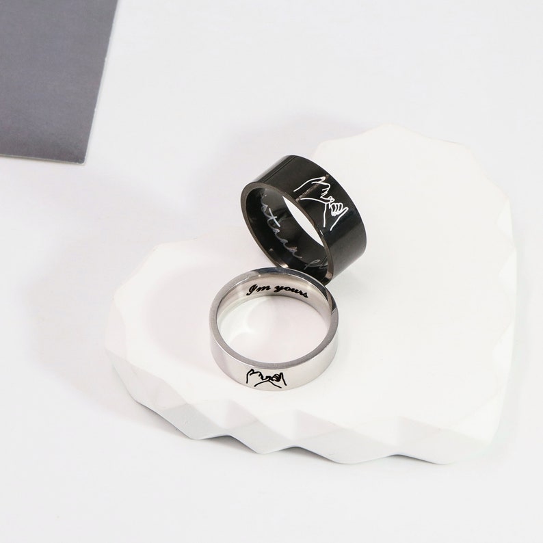 Pinky Swear Matching Rings, Pinky Promise Ring, Pinky Swear Band Black ...