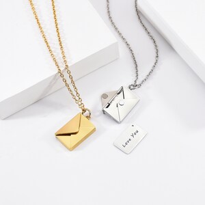 Mail Envelope Name Necklace, Envelope Locket Secret Message Necklace ...