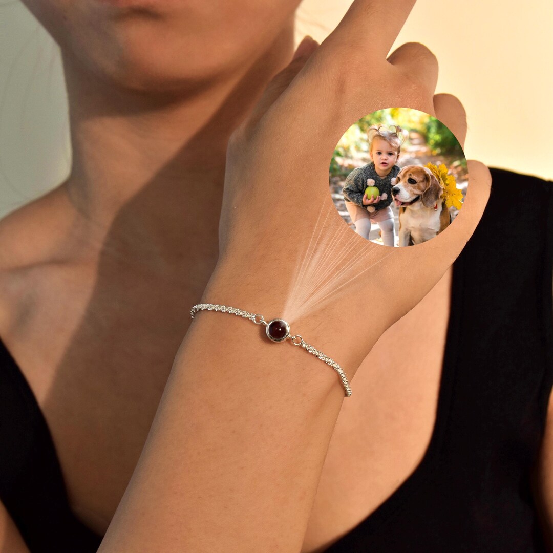 Custom Photo Bracelet, 925 Sterling Silver Personalized Photo Bracelet ...