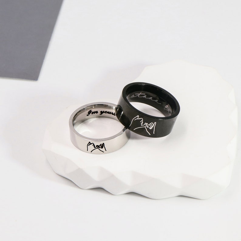 Pinky Swear Matching Rings, Pinky Promise Ring, Pinky Swear Band Black ...
