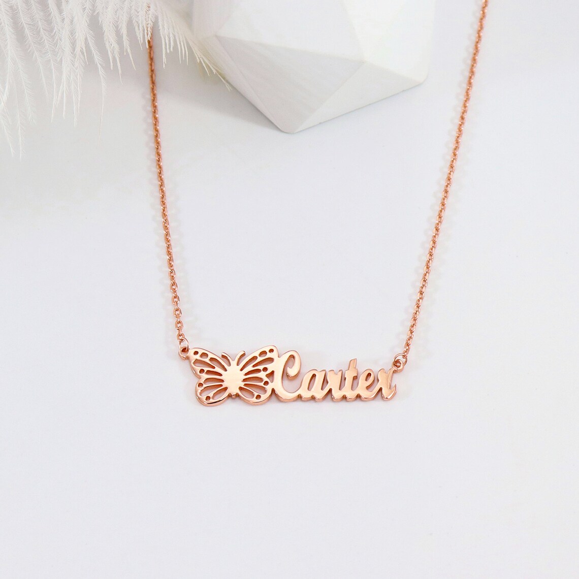 Butterfly Name Necklace Custom Name Necklace With Butterfly - Etsy