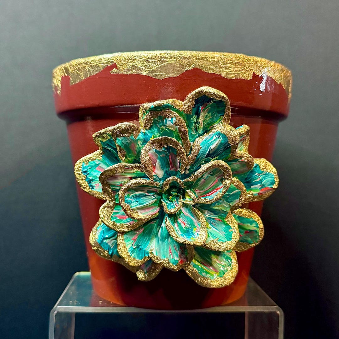 SERENITY – Handmade & Hand-painted Plant Pot 6” – Sculpted Clay ...