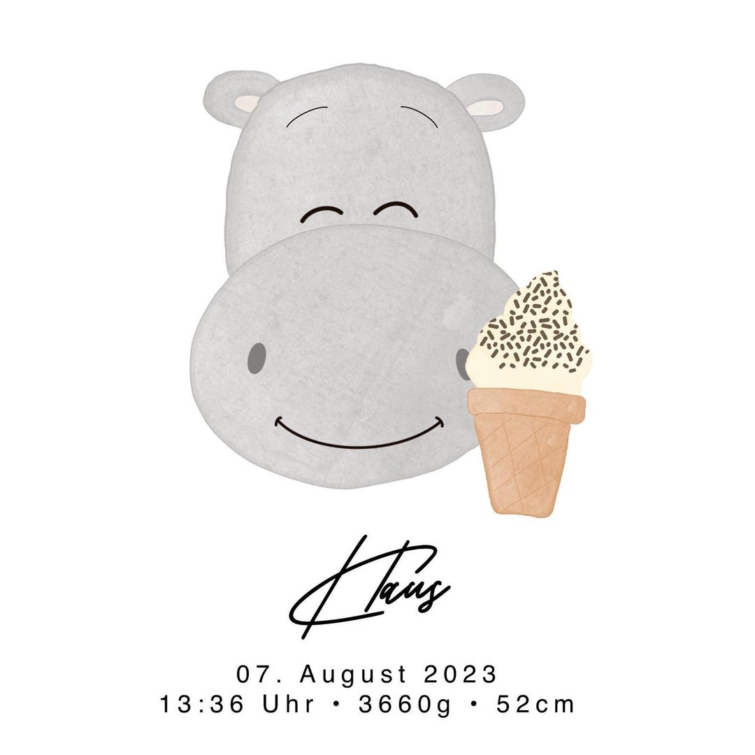 Poster Hippo Personalized A4 Children's Poster for Children's Room - Etsy