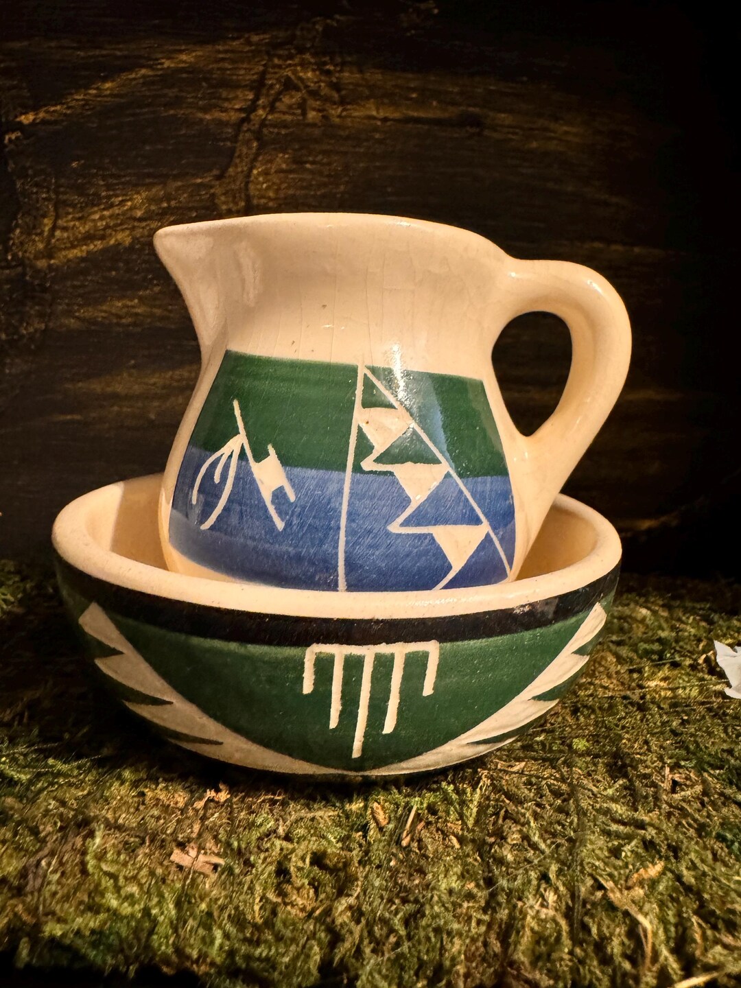 VINTAGE Sioux Pottery Creamer Pitcher Sugar Bowl Saucer Signed Native ...